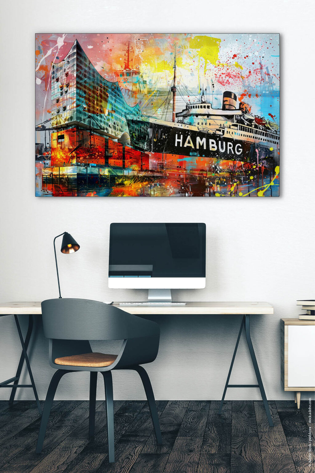 Hamburg Hafen Pop Art Akustik Wandbild – Hamburg Collage
